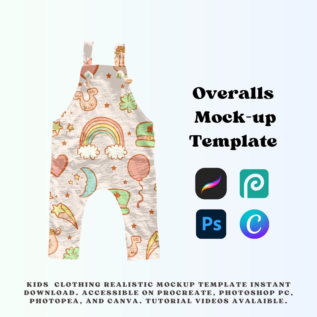 Tie Overall Mock-up Template for Procreate Canva and Photoshop ...