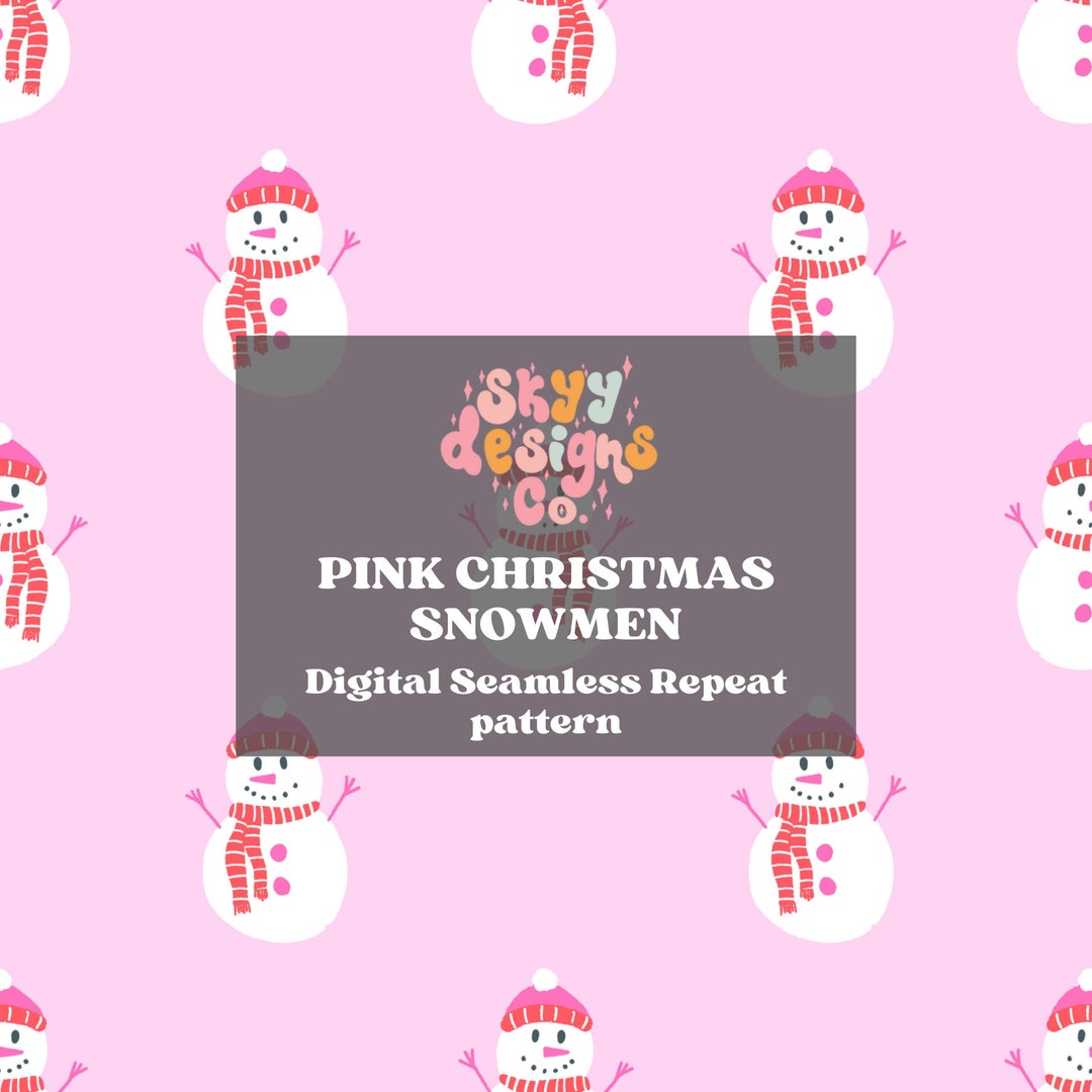 Pink Christmas Snowman Digital Seamless Pattern for Fabrics and ...