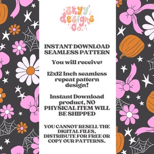 Trendy Coquette Halloween Seamless Pattern Digital Download, Spooky ...