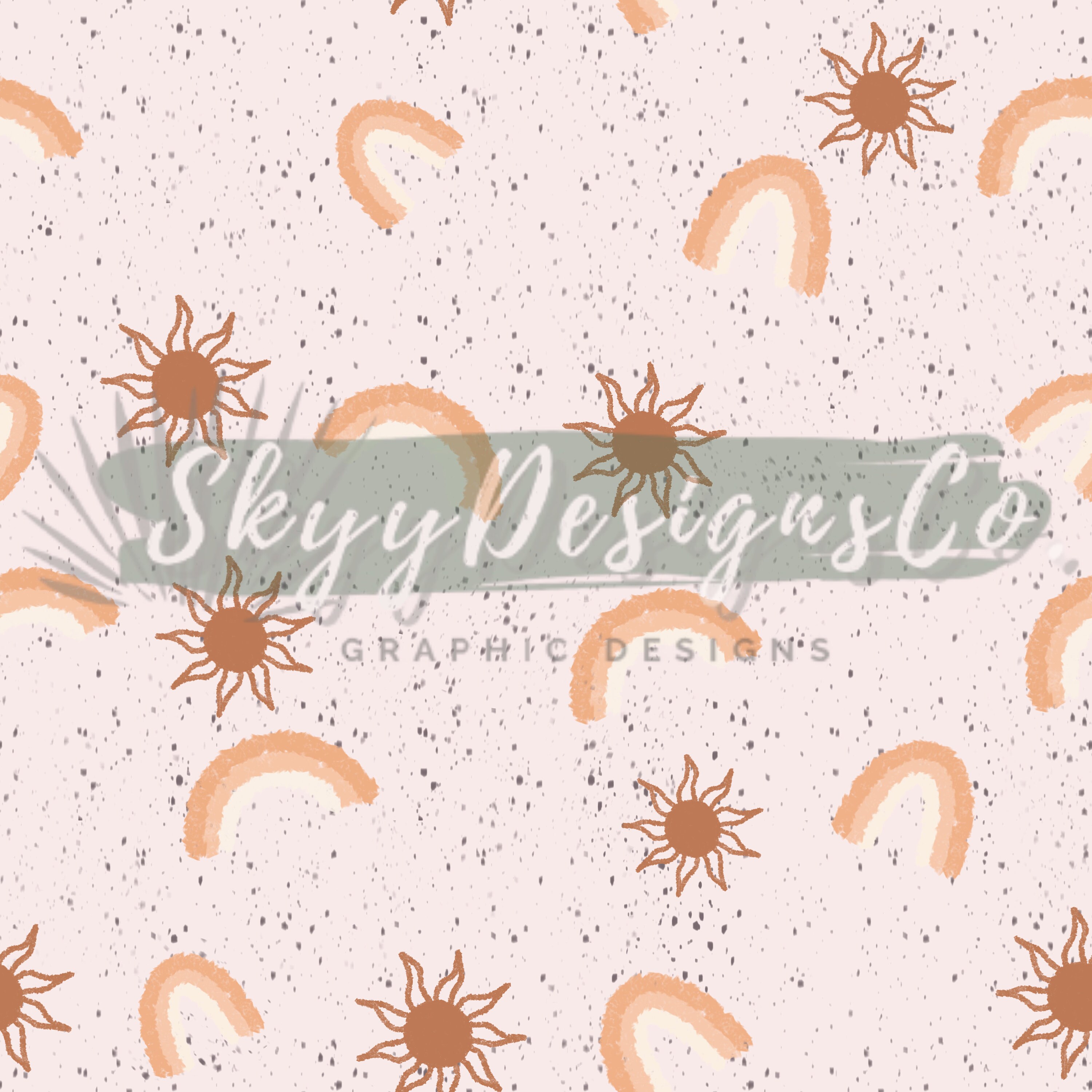 boho rainbow clipart sun seamless pattern boho fabric pattern file boho sticker digital fabric ...