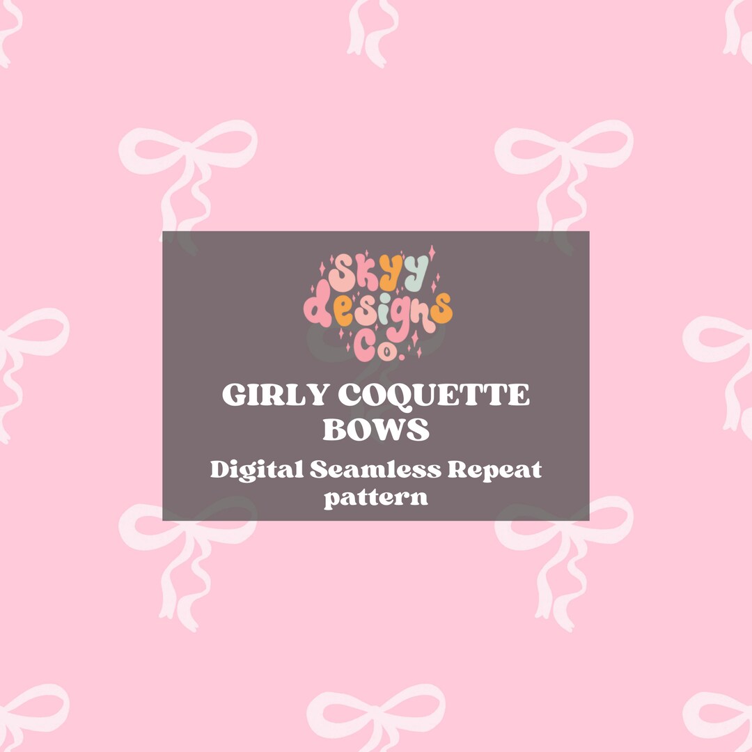 Boho Coquette Girly Bows Seamless Pattern for Valentine's Day, Trendy ...
