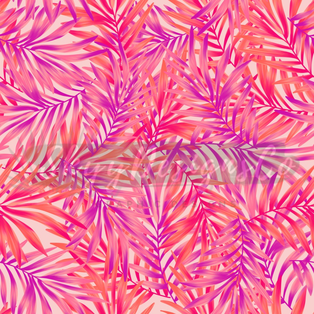 Pink Tropical Leaves Digital Seamless Pattern for Fabrics and ...