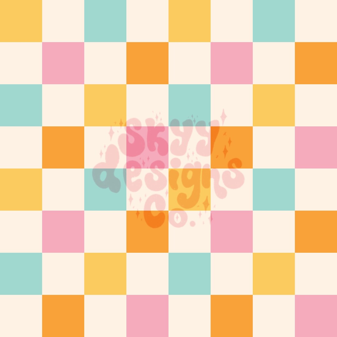 Retro Checkered Digital Seamless Pattern for Groovy Fabrics and Surface ...