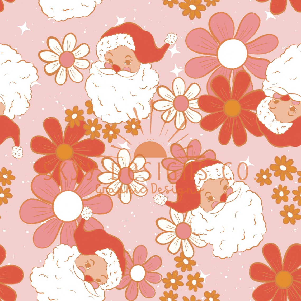 Retro Santa Seamless Pattern for Fabrics and Wallpapers Snow - Etsy