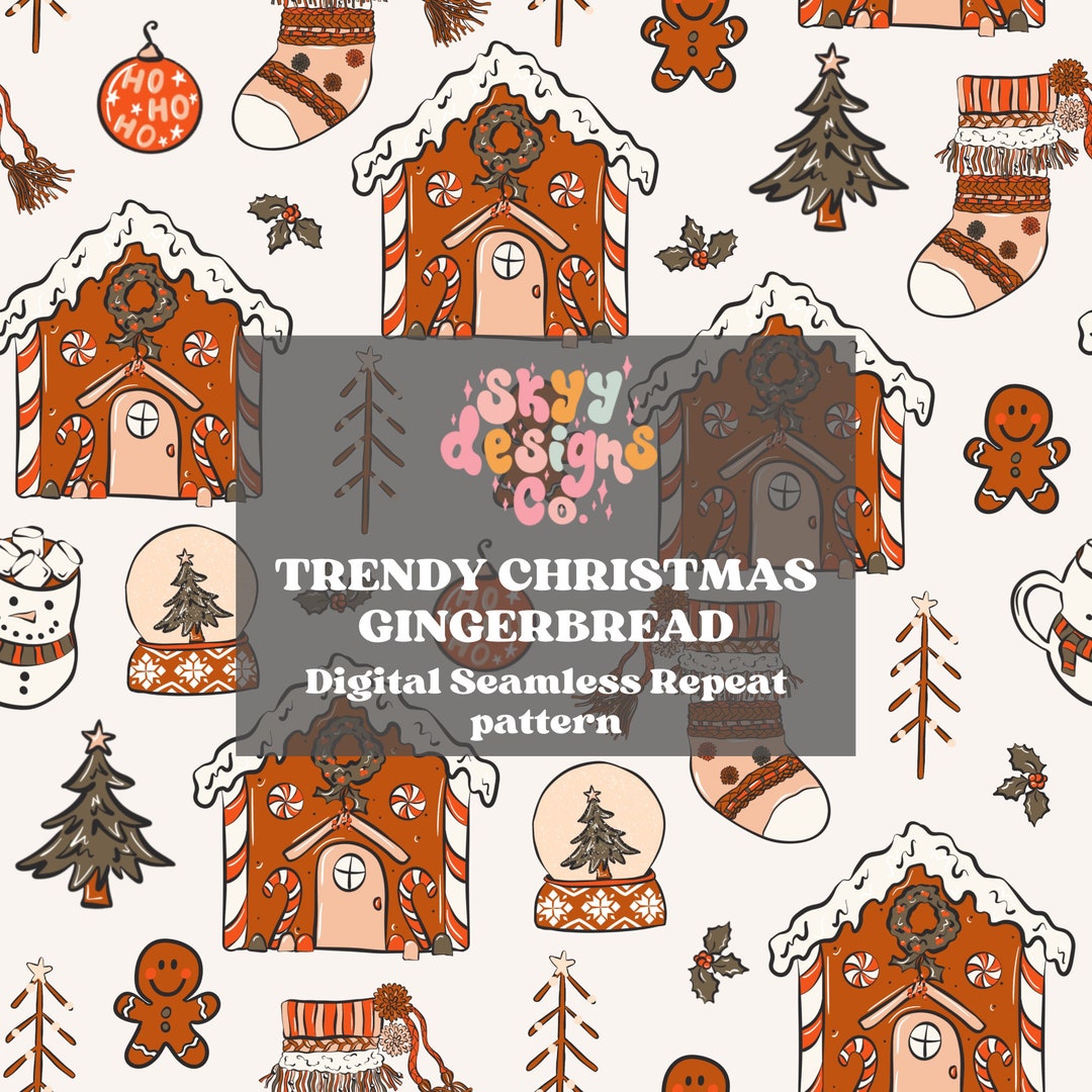 Trendy Christmas Gingerbread Seamless Pattern for Christmas, Boho ...