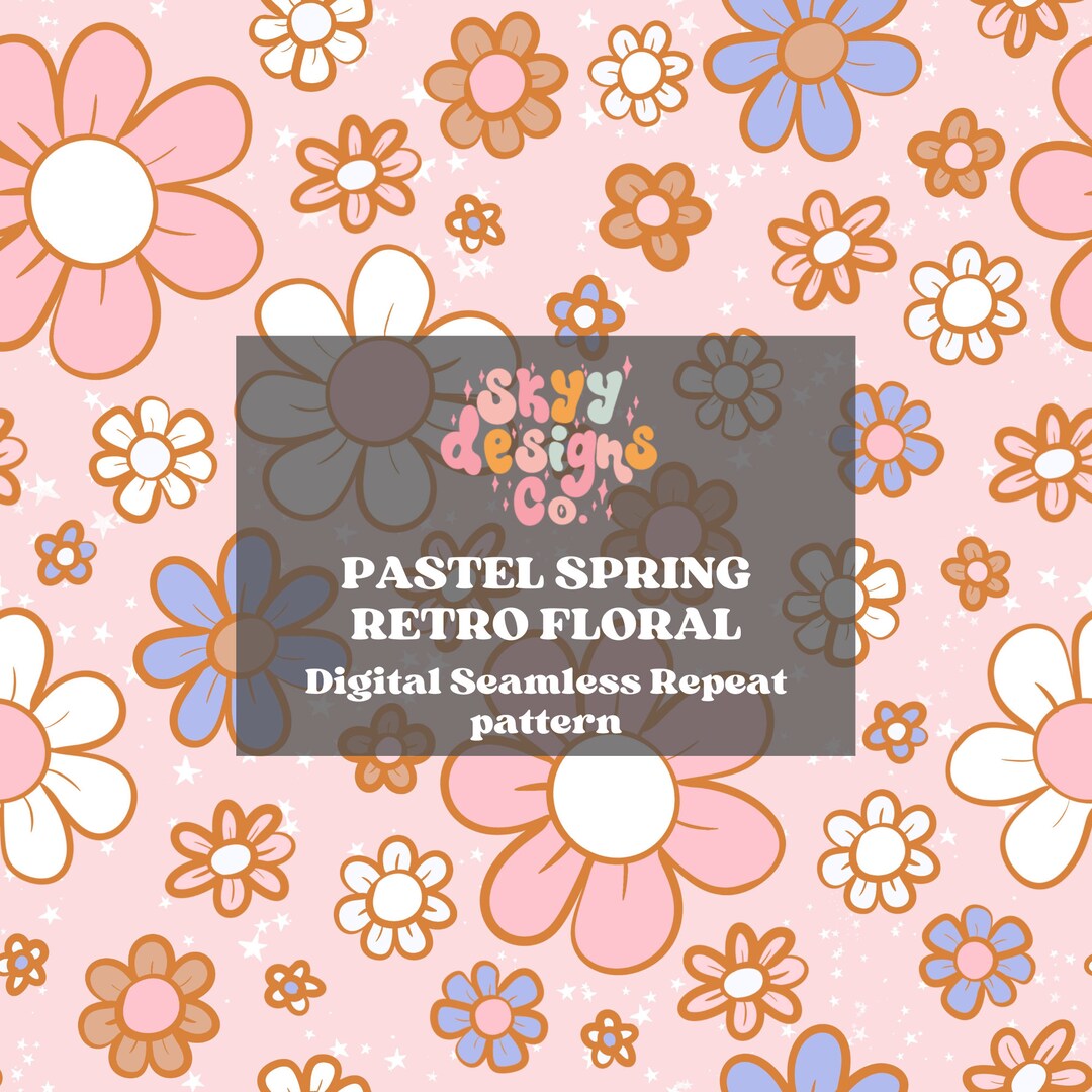 Spring Pastel Floral Seamless Pattern Design Digital Download, Repeat ...