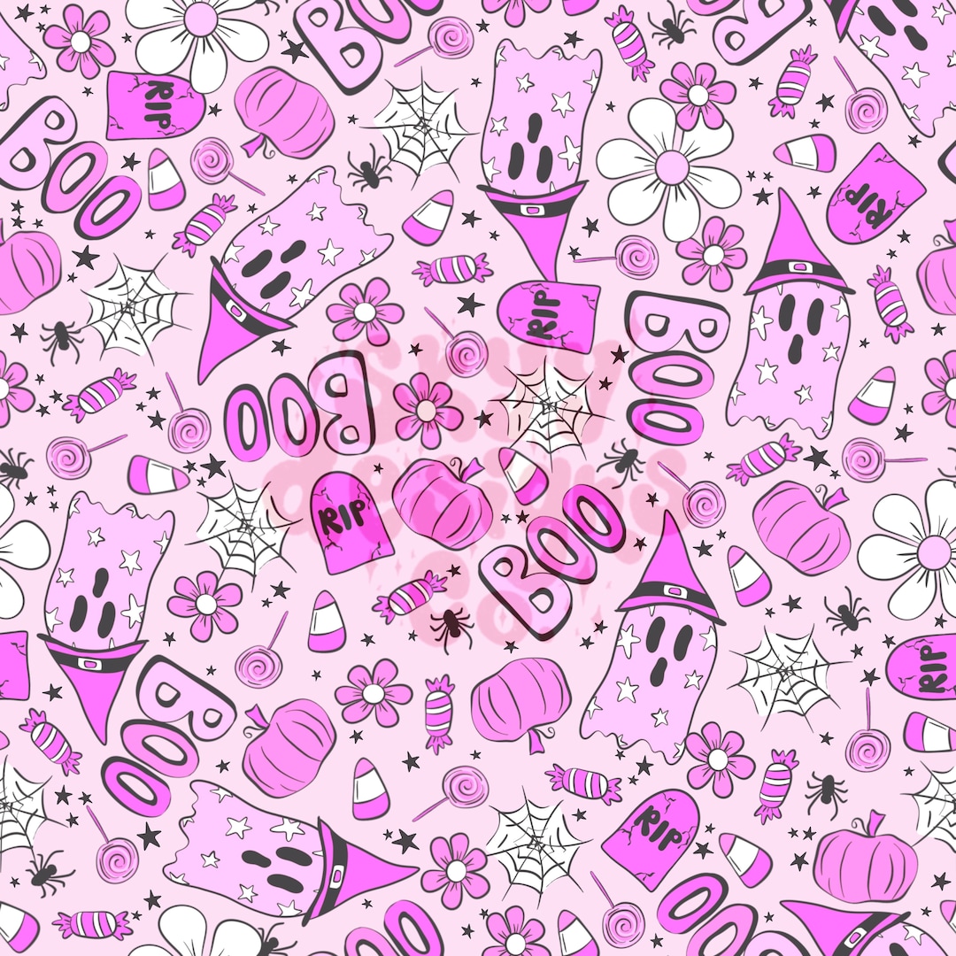 Girly Halloween Ghosts Digital Seamless Pattern for Fabrics and ...