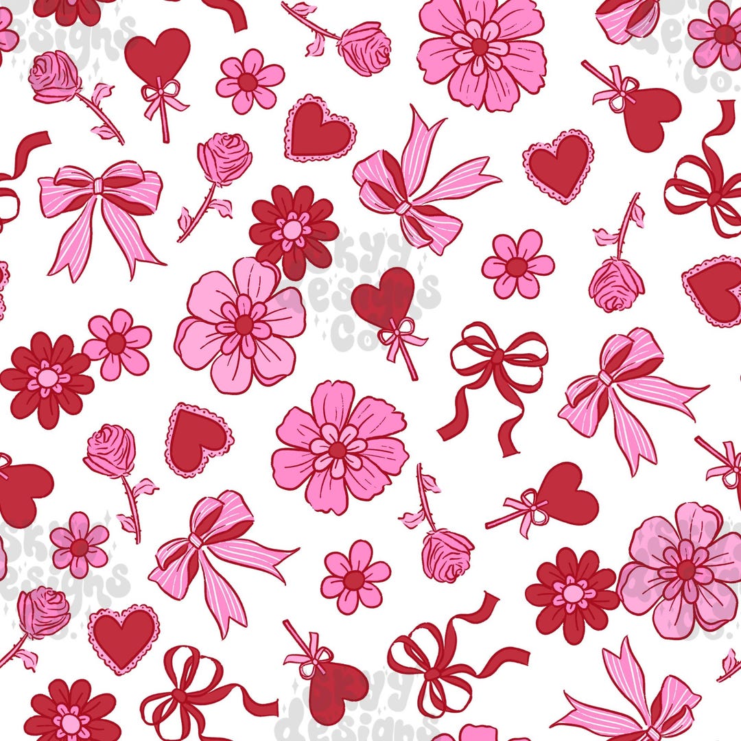 Preppy Coquette Bows Seamless Pattern Design for Valentine's Day ...