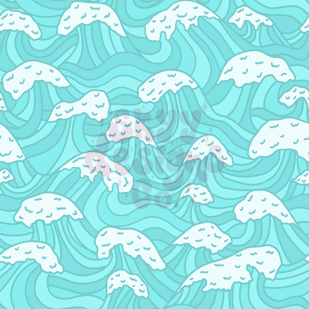 Retro Summer Waves Seamless Pattern, Repeating Bright Wave Pattern ...