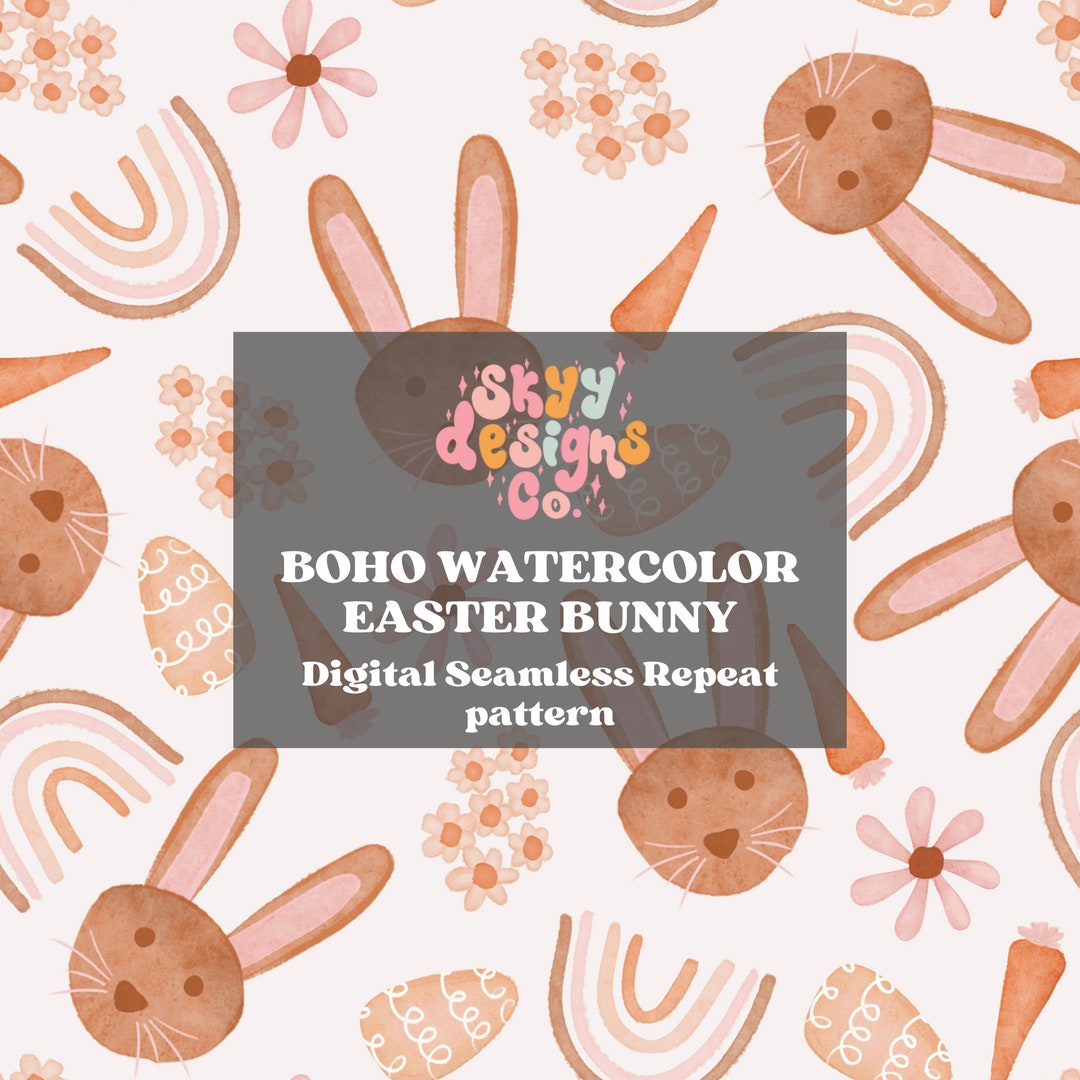 Watercolor Easter Bunny Digital Seamless Pattern for Fabrics and ...