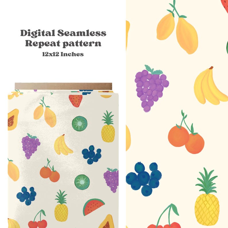 Watercolor Summer Fruit Seamless Pattern, Tropical Pattern Paper ...