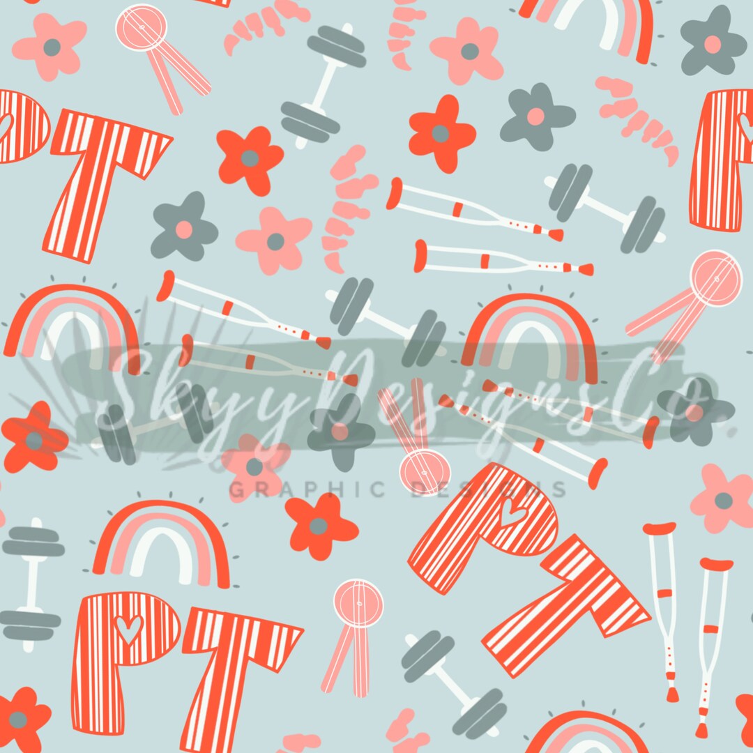 Physical Therapy Doctor Medical Digital Seamless Pattern for Fabrics ...