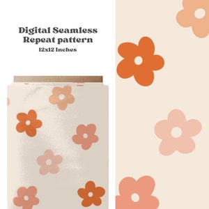 Boho Retro Daisy Minimal Digital Seamless Pattern for Fabrics and ...
