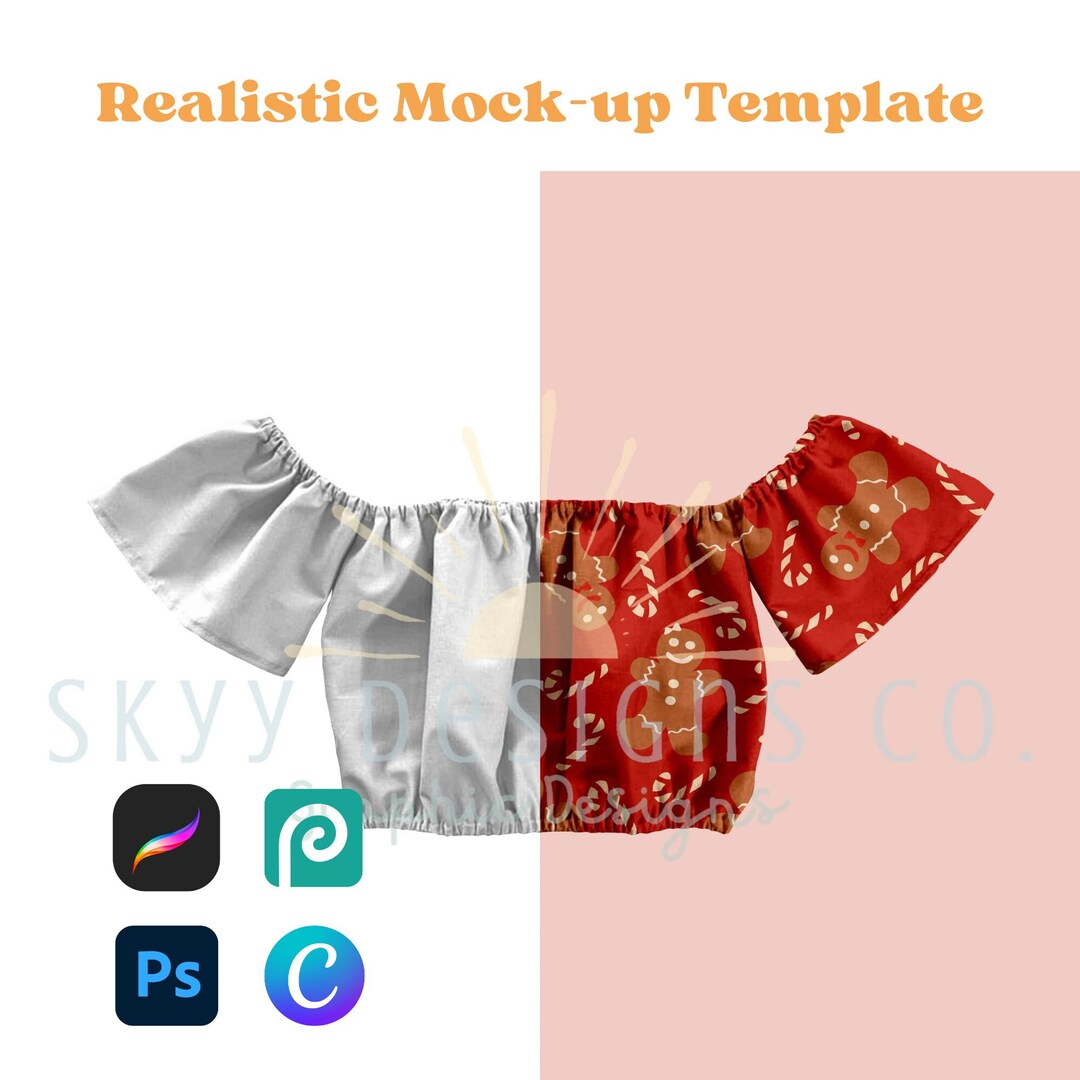 Off-shoulder Top Realistic Mock-up Template for Procreate Canva and ...