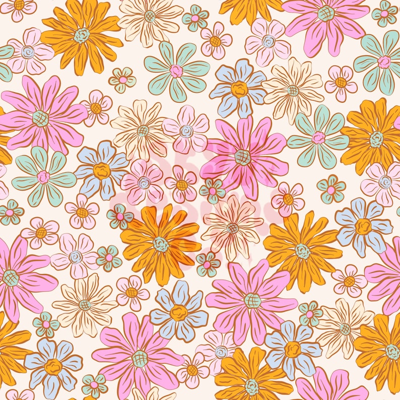 Dainty Spring Floral Seamless Pattern, Bright Pastel Flowers Pattern ...