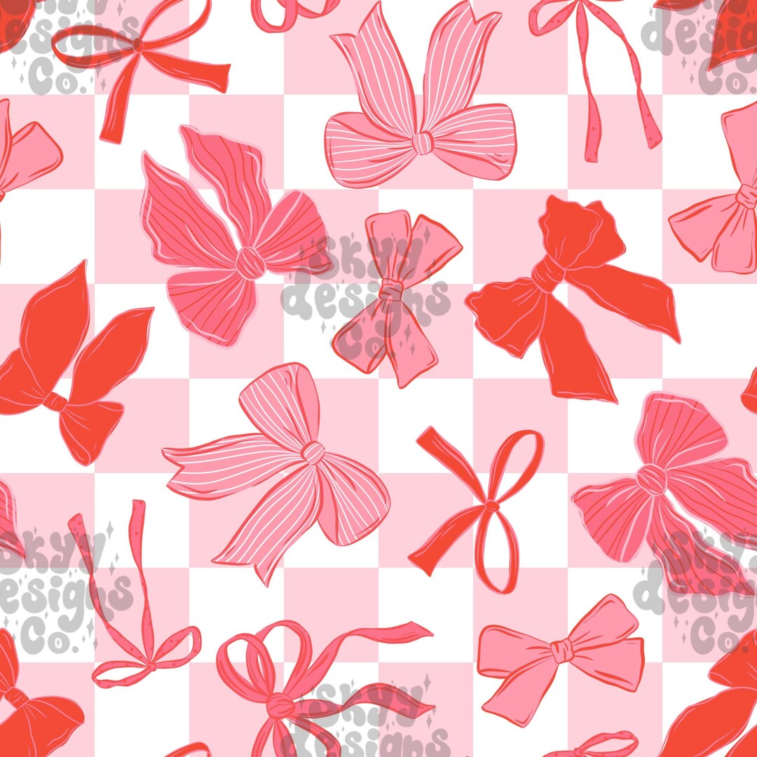 Coquette Girly Valentine Bows Seamless Pattern for Fabrics, Digital ...