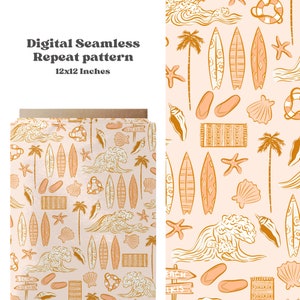 Boho Beach Seamless Pattern for Summer, Boho Beachy Seamless Repeat ...