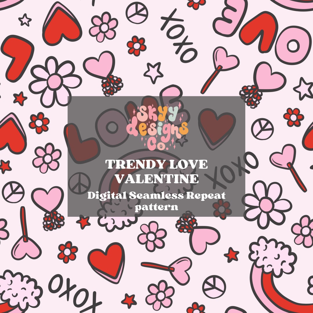 Trendy Valentine Seamless Pattern, Retro Love Pattern Paper Digital ...