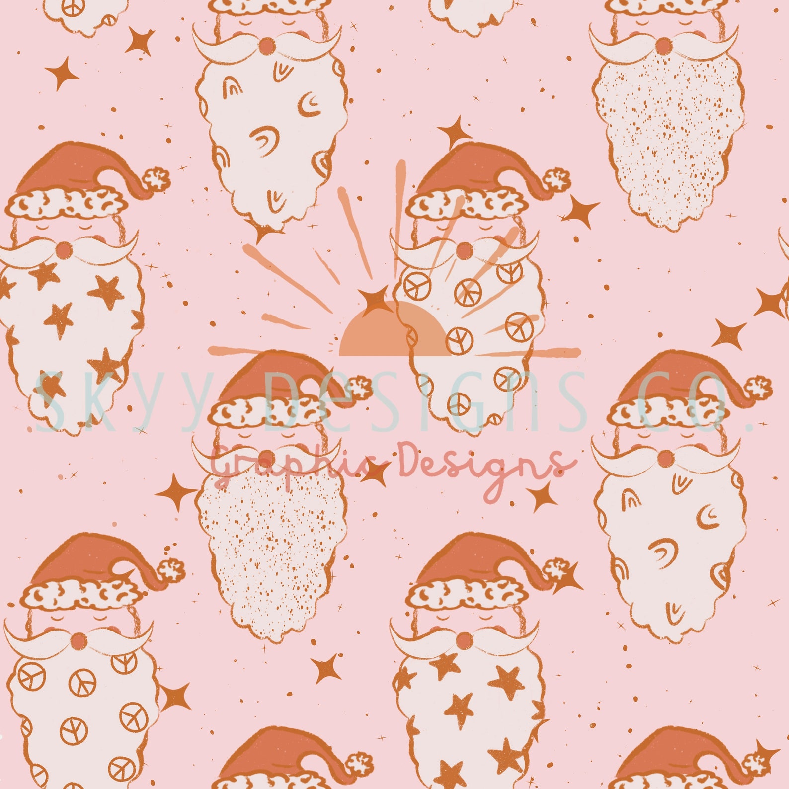 Boho Santa Claus Digital Seamless Pattern for Fabrics and - Etsy