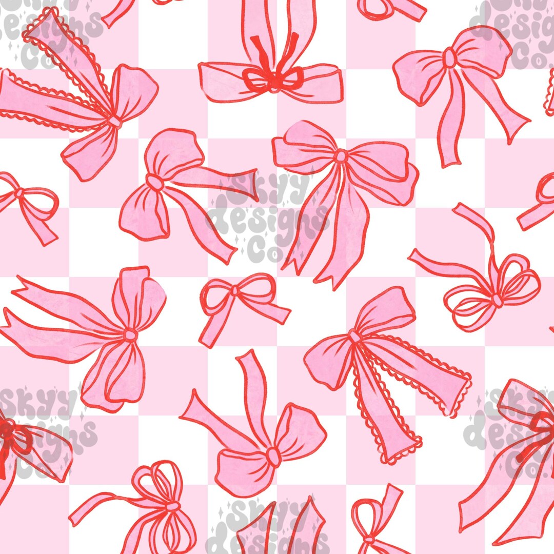 Coquette Girly Valentine Bows Seamless Pattern for Fabrics, Digital ...