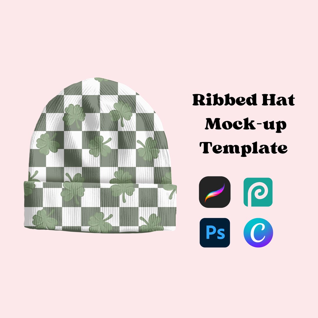 Ribbed Hat Realistic Mock-up Template for Procreate Photoshop and Canva ...