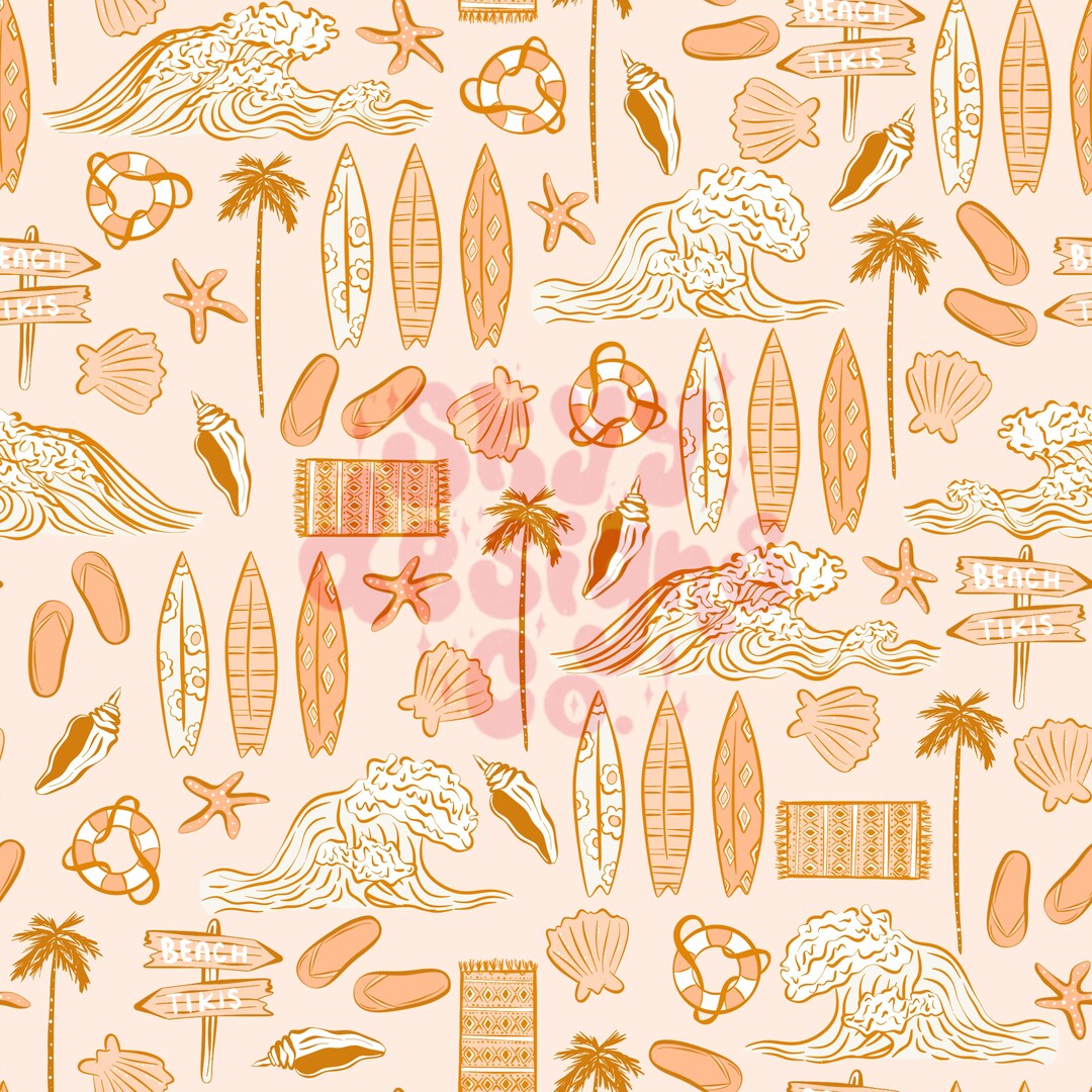 Boho Beach Seamless Pattern for Summer, Boho Beachy Seamless Repeat ...