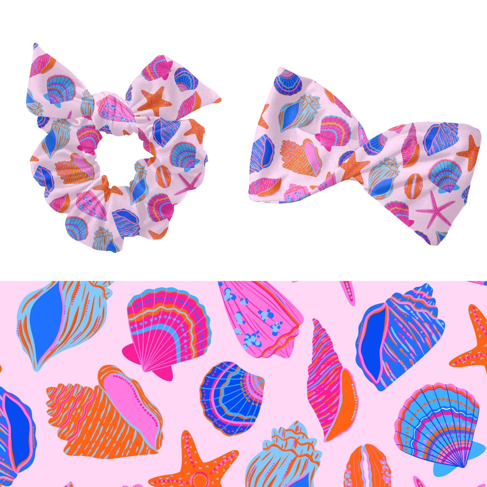 Bright Neon Seashells Seamless Pattern for Summer, Tropical Shells ...