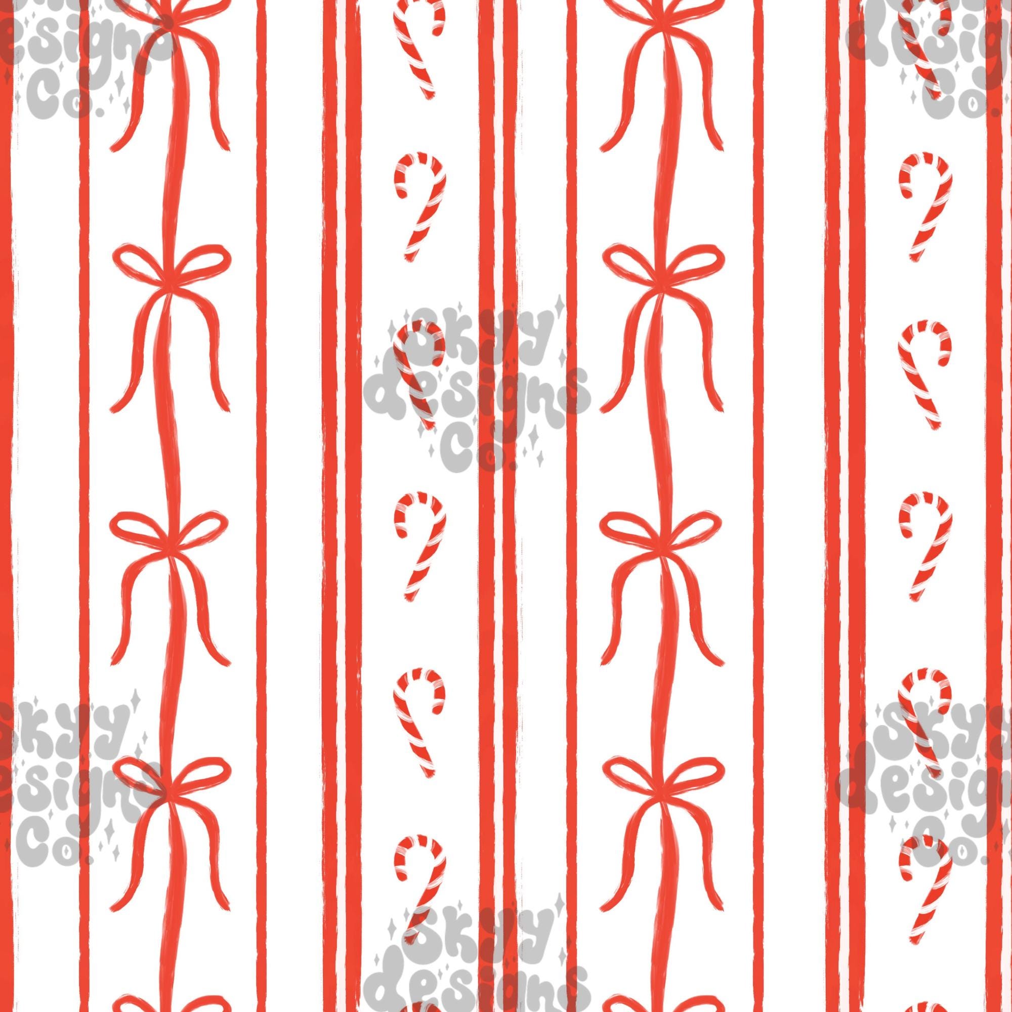 Christmas Bow Stripes Seamless Pattern for Holidays Digital Download - Etsy