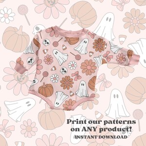 Boho Ghosts Seamless Pattern Design for Halloween, Digital Download ...