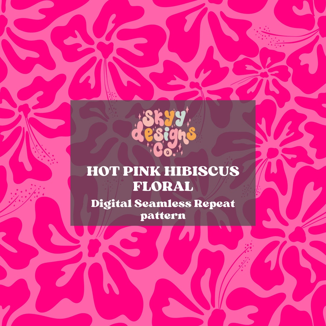 Tropical Pink Hibiscus Floral Pattern, Preppy Summer Pattern Paper ...