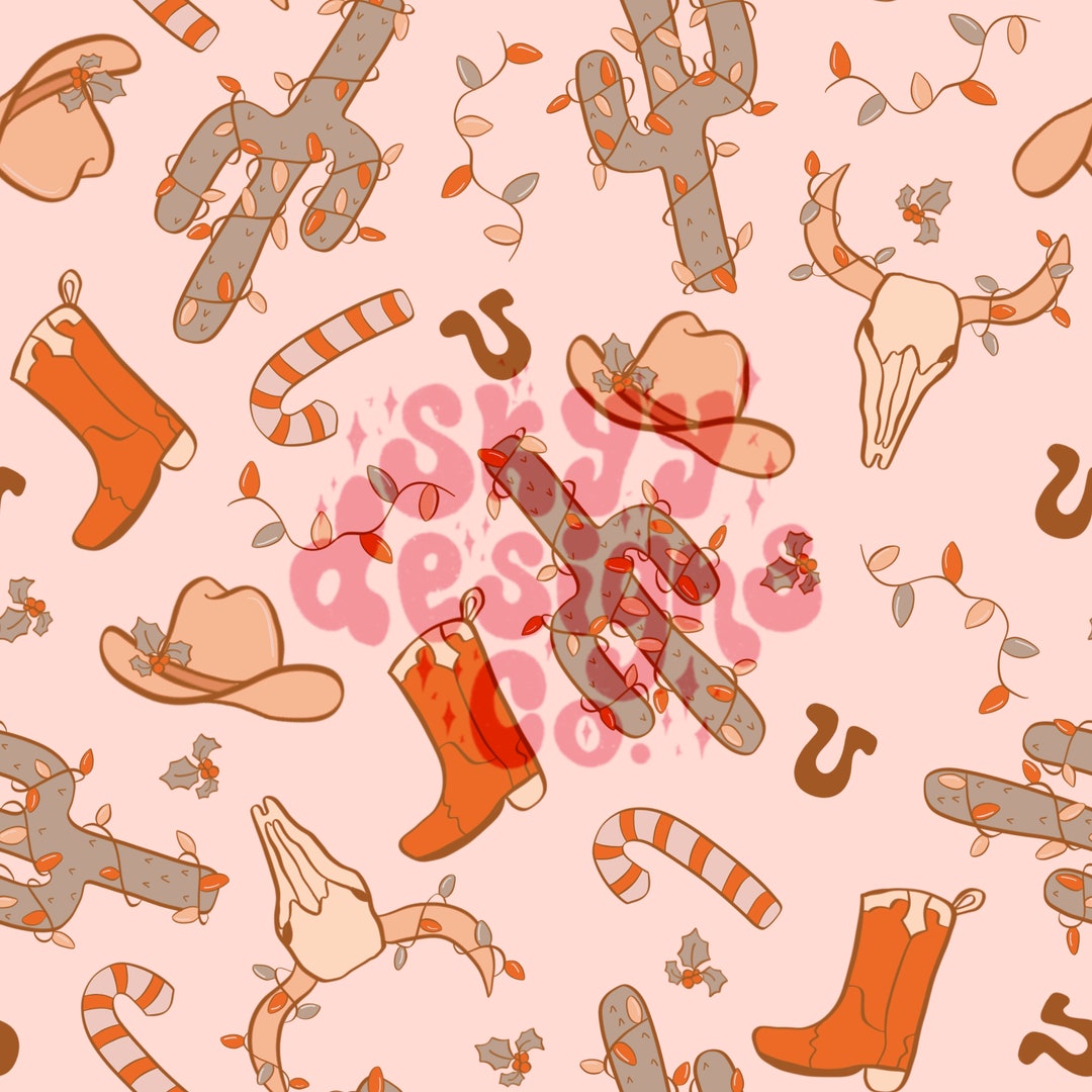 Western Christmas Digital Seamless Pattern for Fabrics and Wallpapers ...
