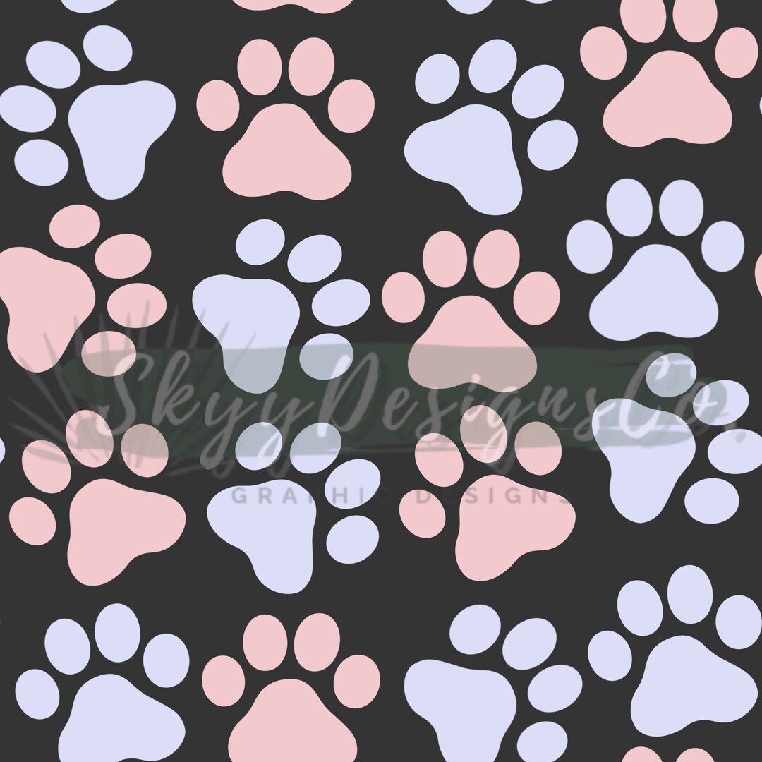Pink Purple Paw Print Seamless Pattern, Pet Fabric (digital Download ...