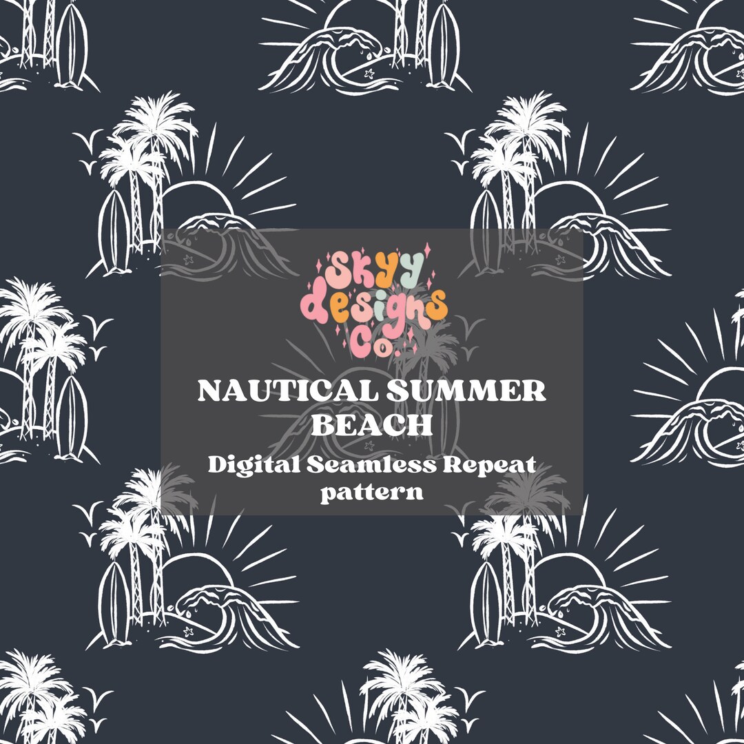 Nautical Summer Seamless Pattern for Fabrics, Tropical Summer Trendy ...