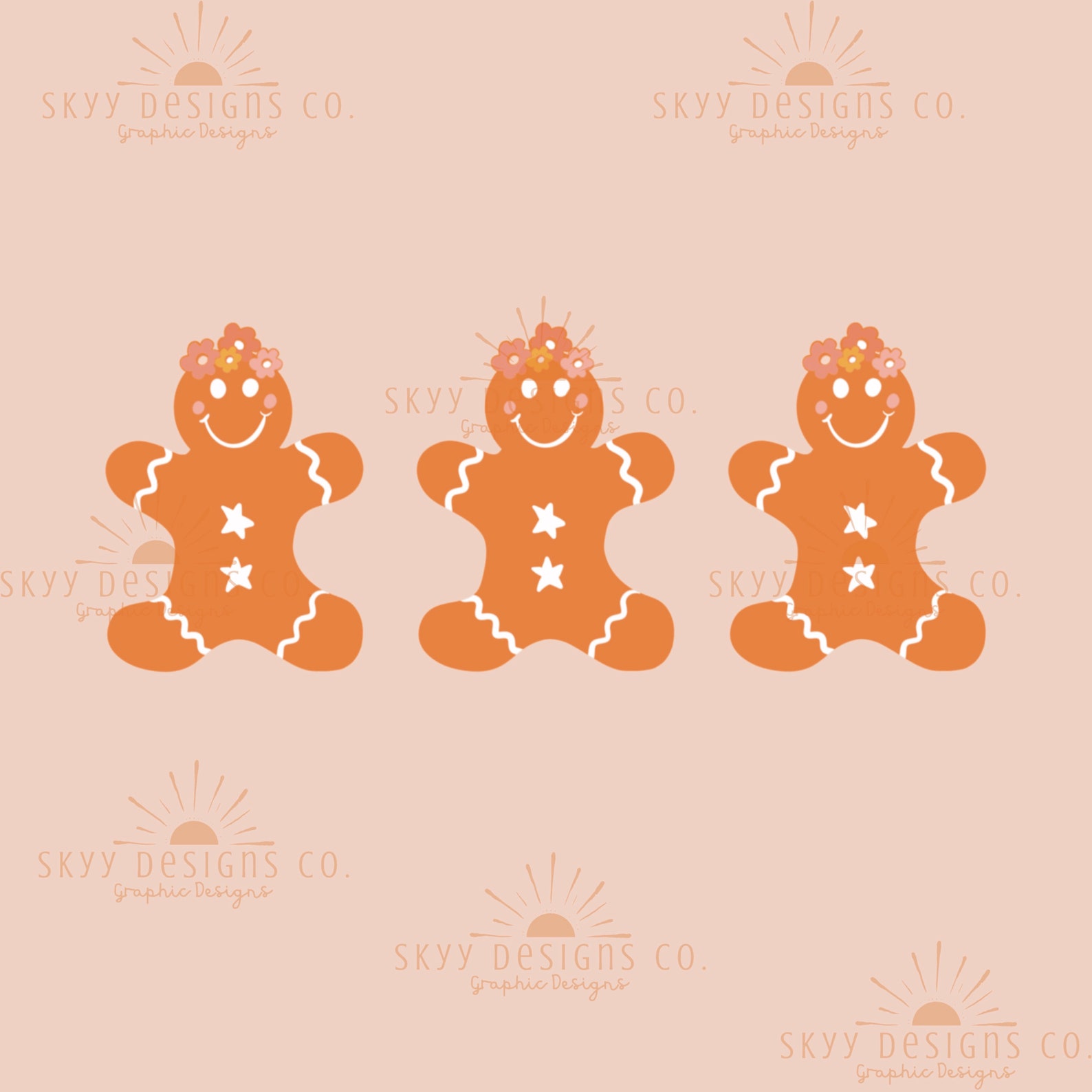 Floral Gingerbread Digital Seamless Repeat Pattern for - Etsy