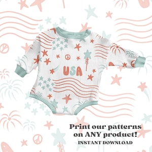 Fourth of July Boho Flags Digital Seamless Pattern for Fabrics and ...