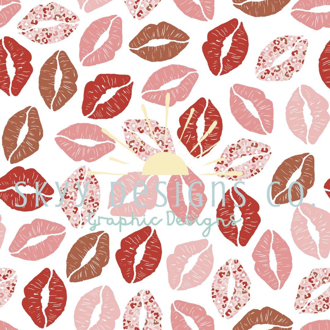 Cheetah Lipstick Kiss Seamless Pattern for Valentine's Day, Seamless ...