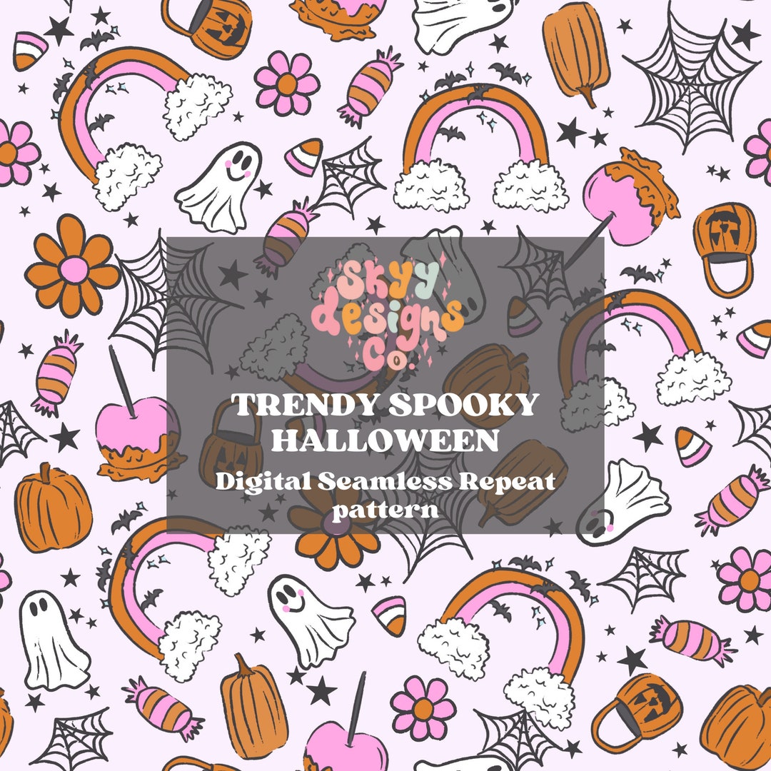 Trendy Spooky Halloween Digital File Seamless Pattern for Fabrics and ...