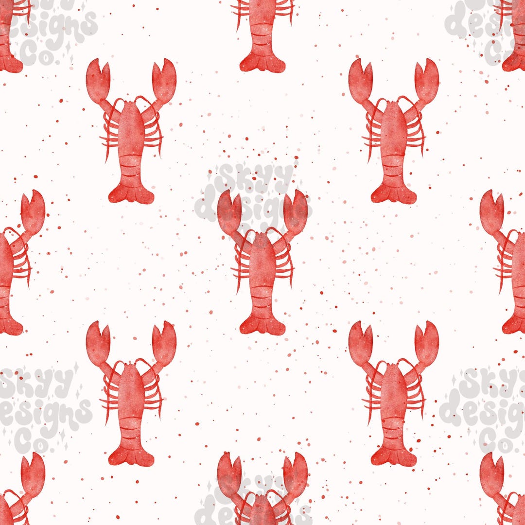 Nautical Watercolor Lobster Seamless Pattern Design for Summer, Lobster ...