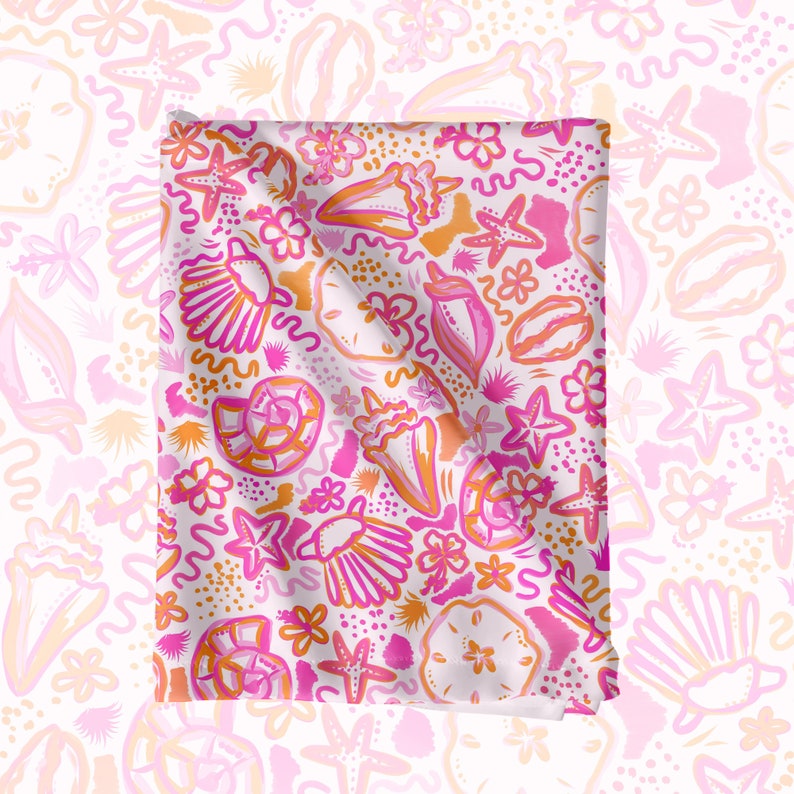 Pastel Seashells Seamless Pattern for Summer, Bright Watercolor Preppy ...