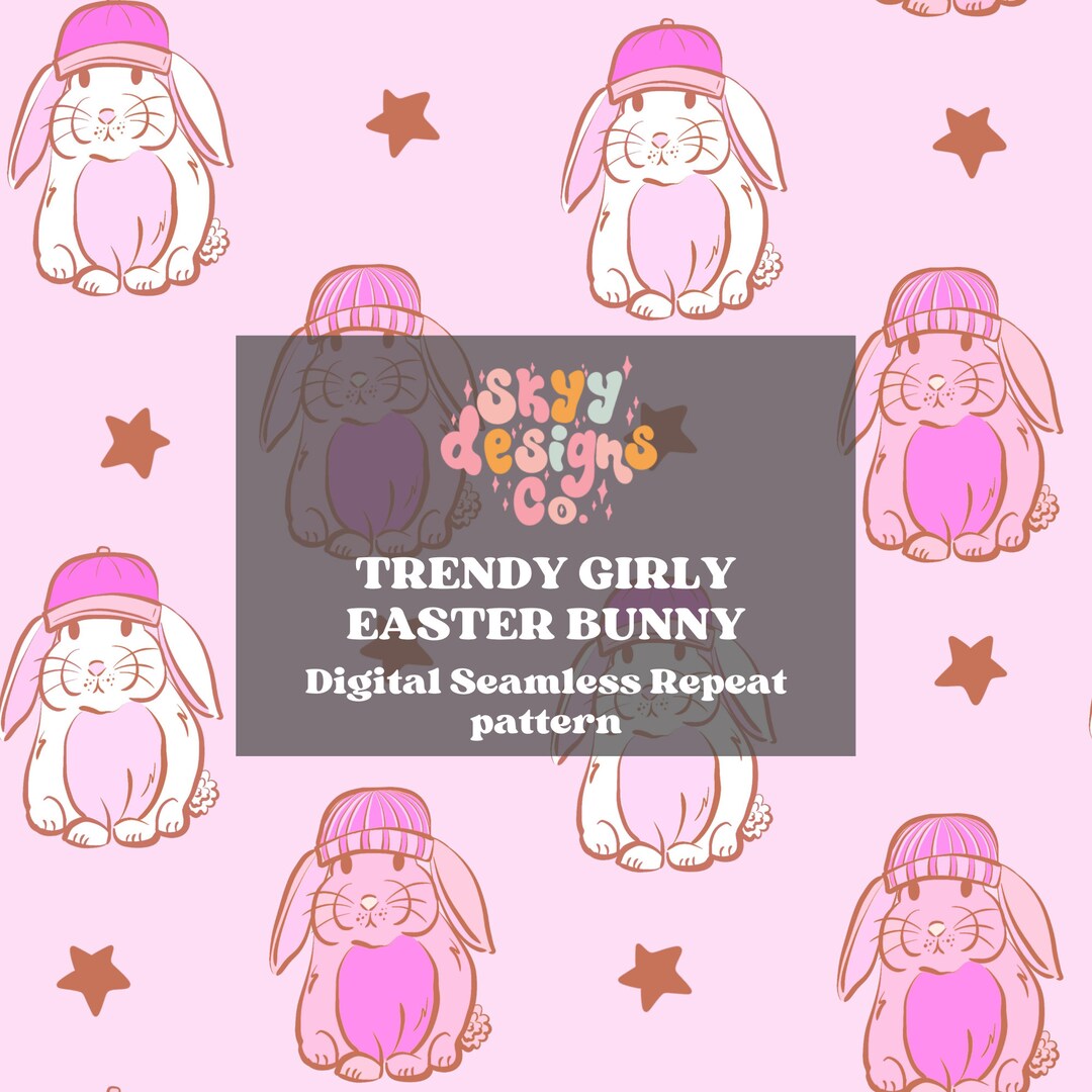 Trendy Easter Bunnies Seamless Pattern for Easter, Easter Seamless ...