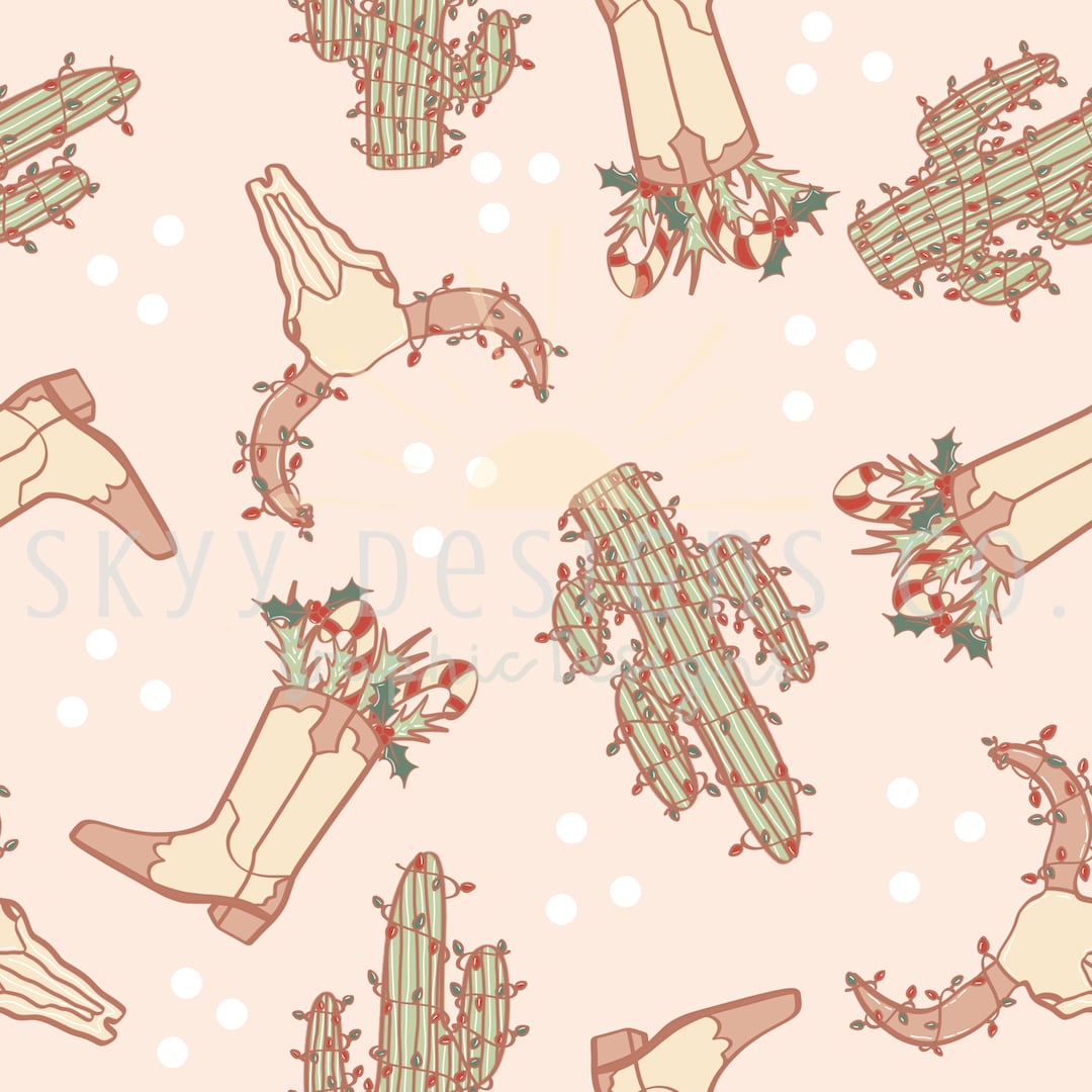 Boho Western Christmas Digital Seamless Pattern for Christmas Fabrics ...