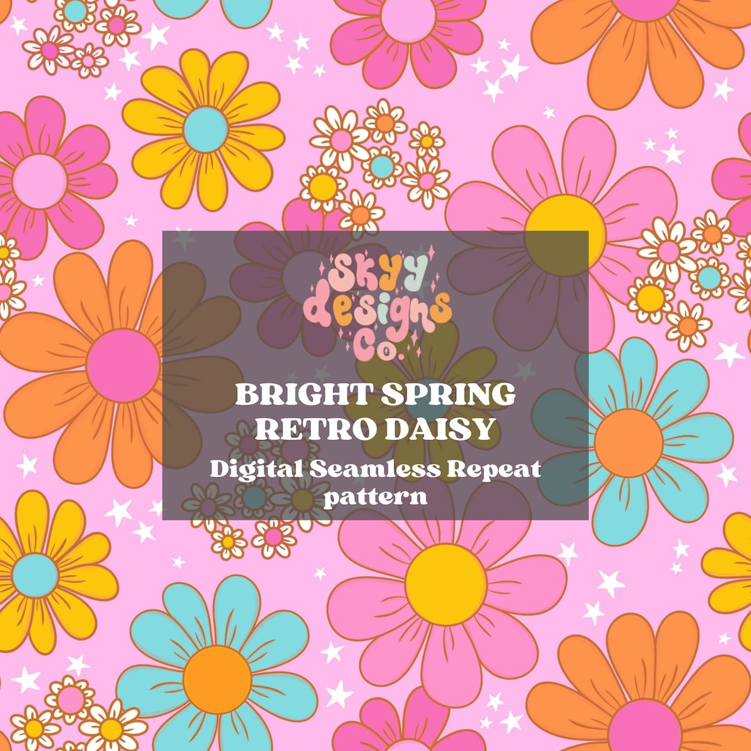 Bright Spring Retro Daisy Floral Digital Seamless Pattern for Fabrics ...