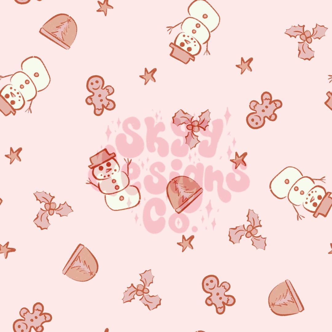 Pastel Minimal Christmas Digital Seamless Pattern for Fabrics and ...