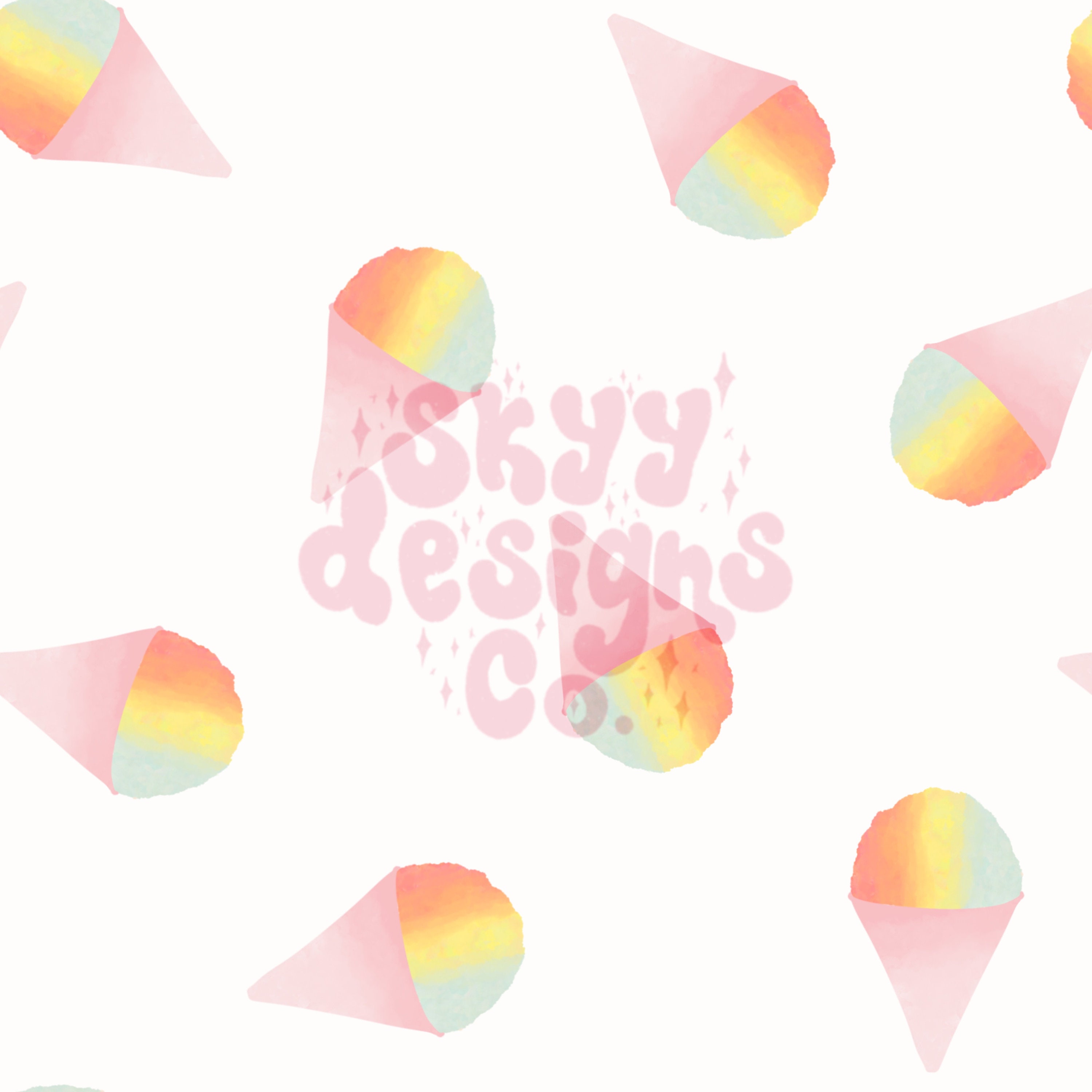 Watercolor Snow Cones Digital Seamless Pattern for Summer, Pastel Snow ...