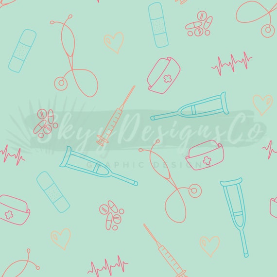 Blue Medical Tools Digital Seamless Pattern for Fabrics and - Etsy