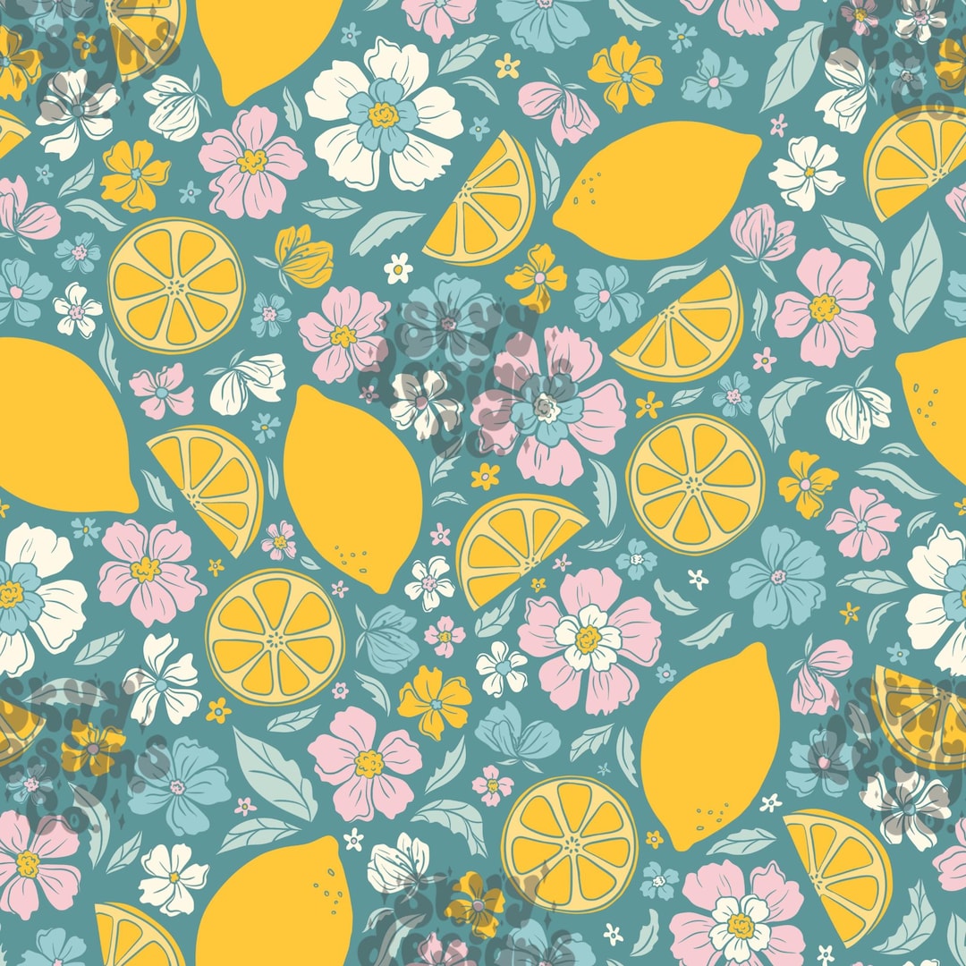 Lemon Fruit and Dainty Floral Seamless Pattern for Spring, Spring Time ...