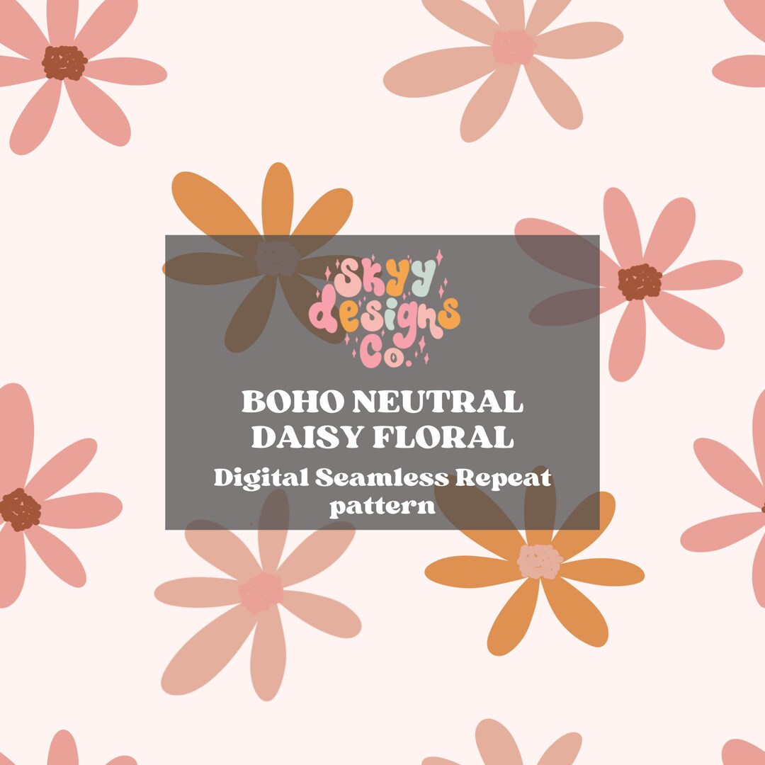 Boho Daisy Floral Digital Seamless Pattern for Fabrics and Wallpapers ...