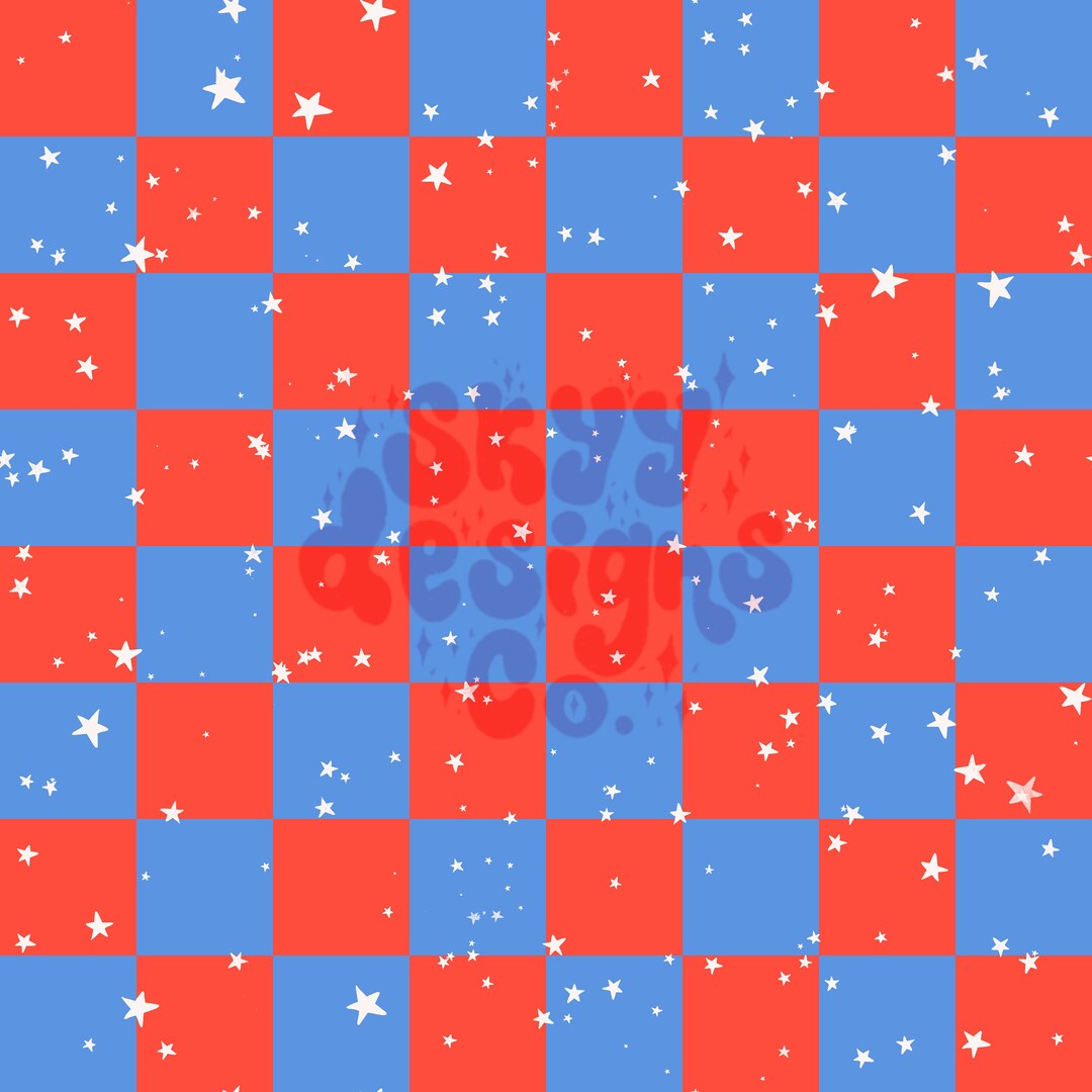 Checkered Fourth of July Digital Seamless Pattern for Fabrics and ...