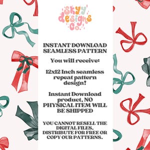 Trendy Christmas Bows Digital Seamless Pattern for Fabrics and ...