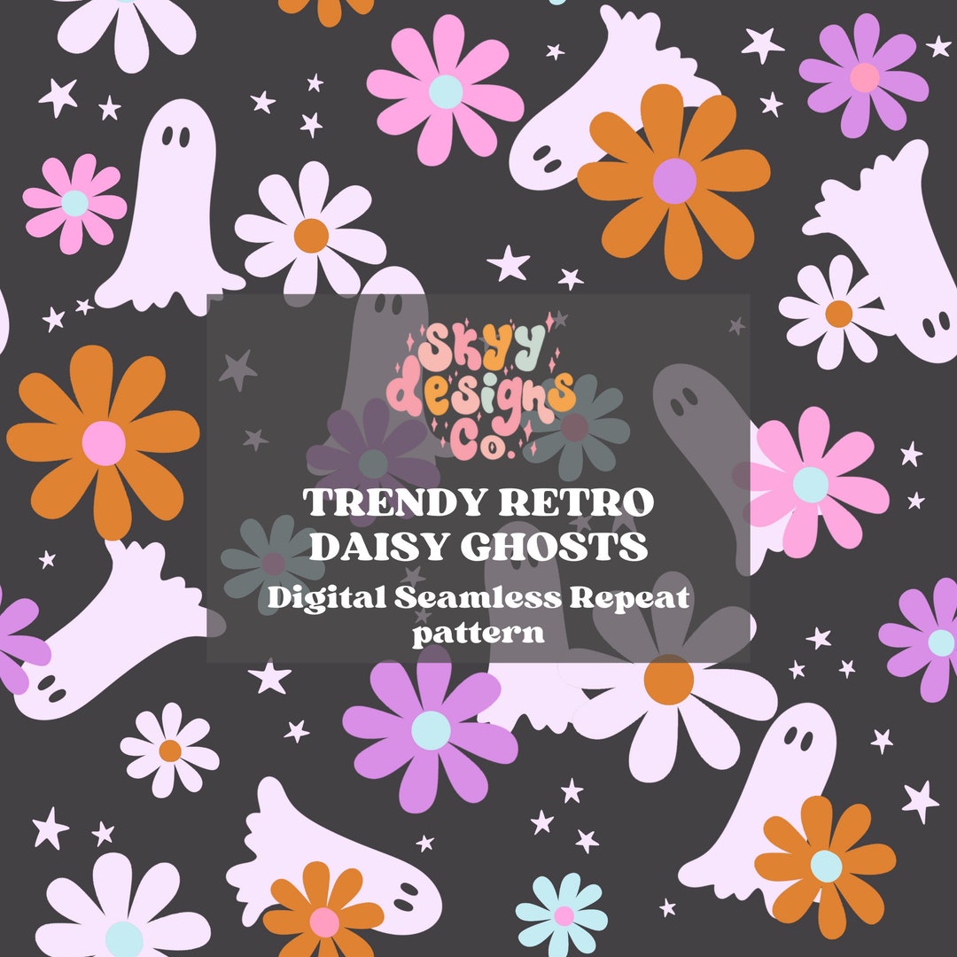 Girly Halloween Ghosts Digital Seamless Pattern for Fabrics and ...